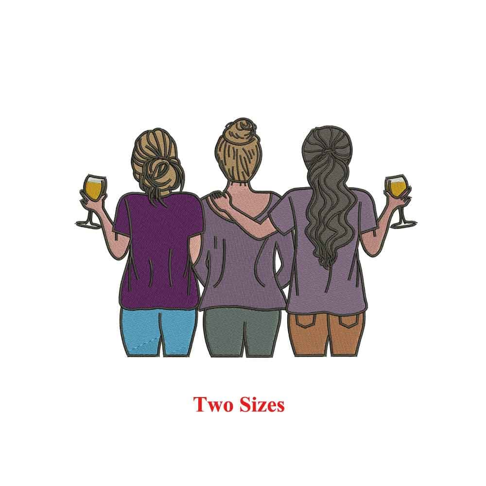 Girls With Wine Embroidery Design | Friendship Machine Embroidery ...