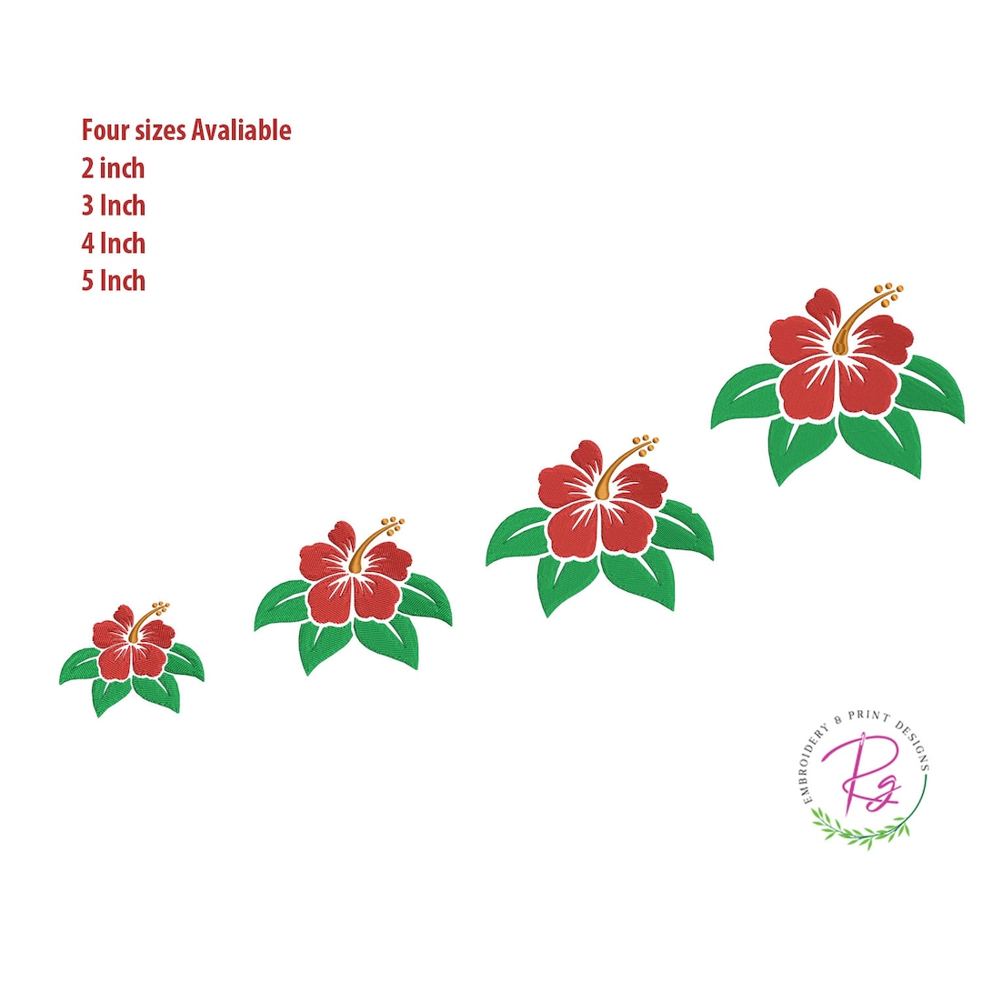 Hibiscus Flower Machine Embroidery Design, Hawaiian Floral (digital ...