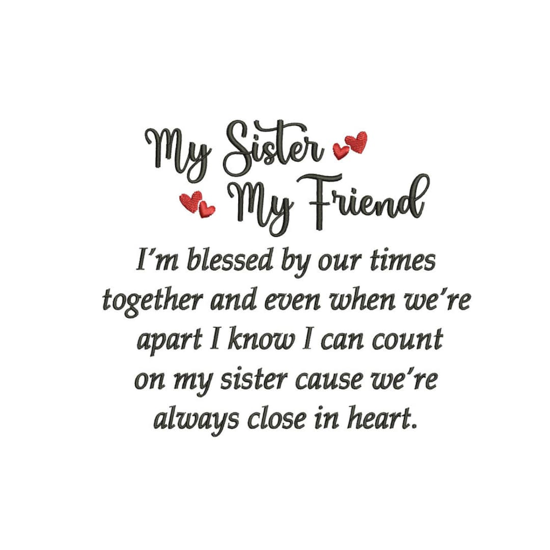 Sister Love Embroidery Design, 5x7 (digital Download) - Etsy