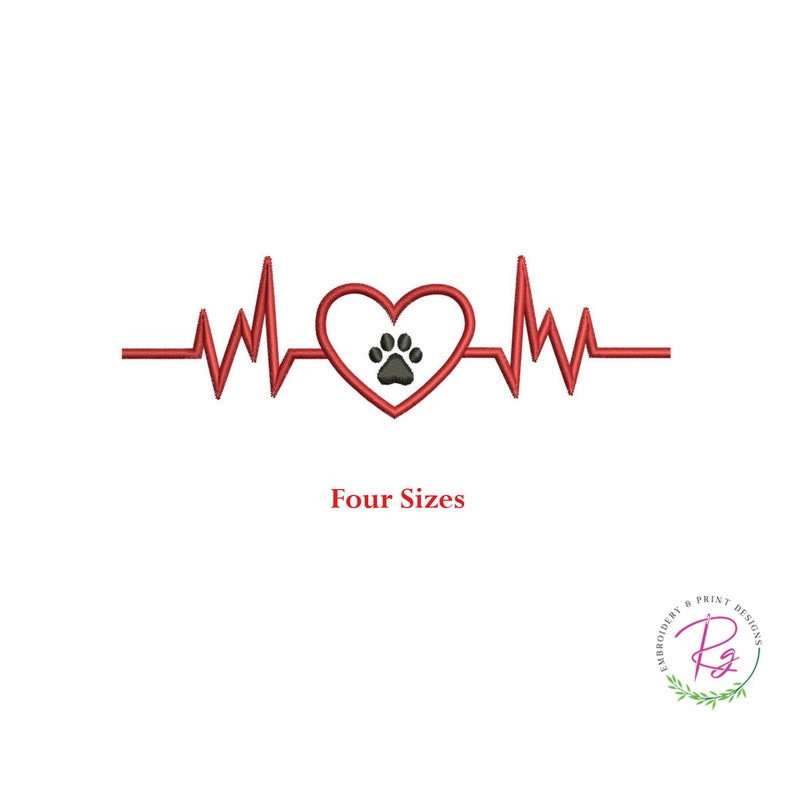 Dog Paw Heartbeat Embroidery Design (digital Download) - Etsy