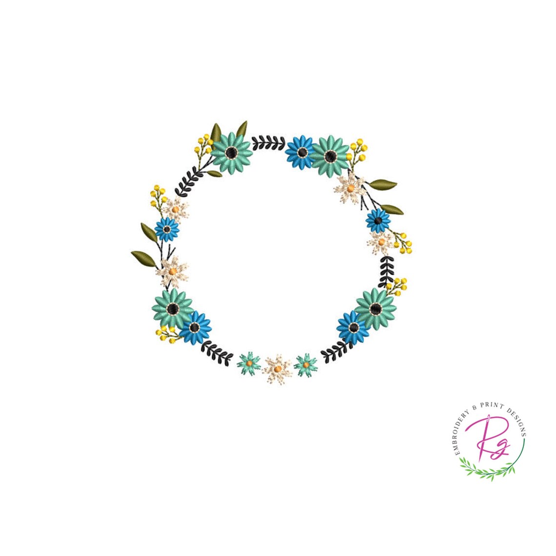 Floral Wreath Embroidery Design / Machine Embroidery / Laurel - Etsy