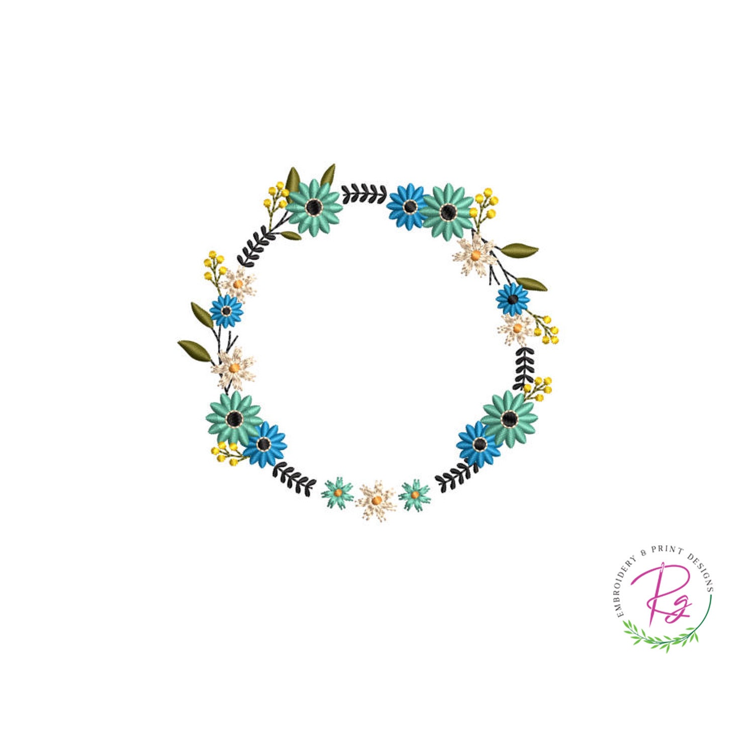 Floral Wreath Embroidery Design / Machine Embroidery / Laurel - Etsy