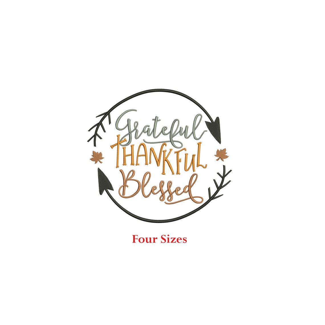 Grateful Thankful Blessed Embroidery Design | Thanksgiving Embroidery ...
