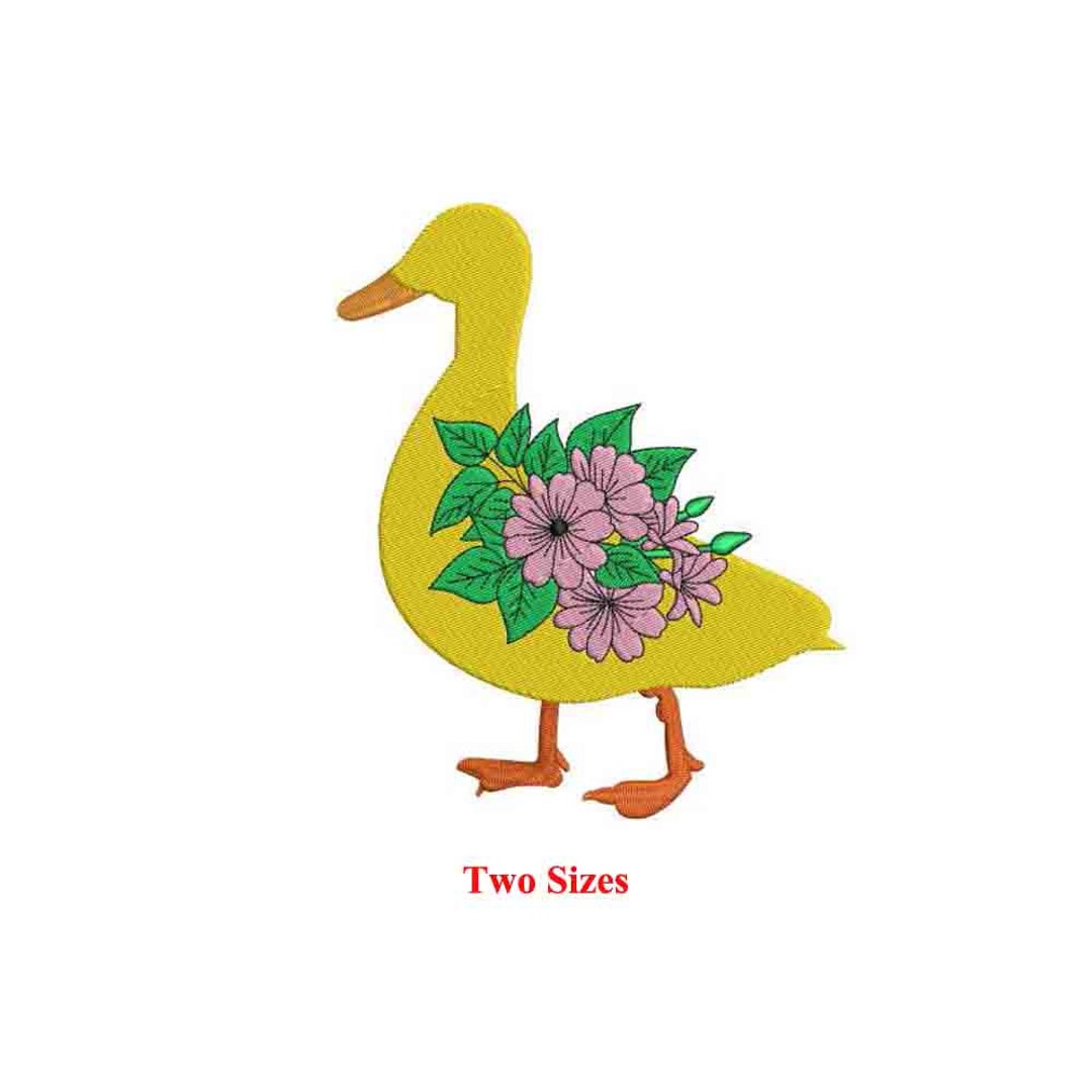 Duck Floral Machine Embroidery Design / Floral Flower / Duck /two Sizes ...