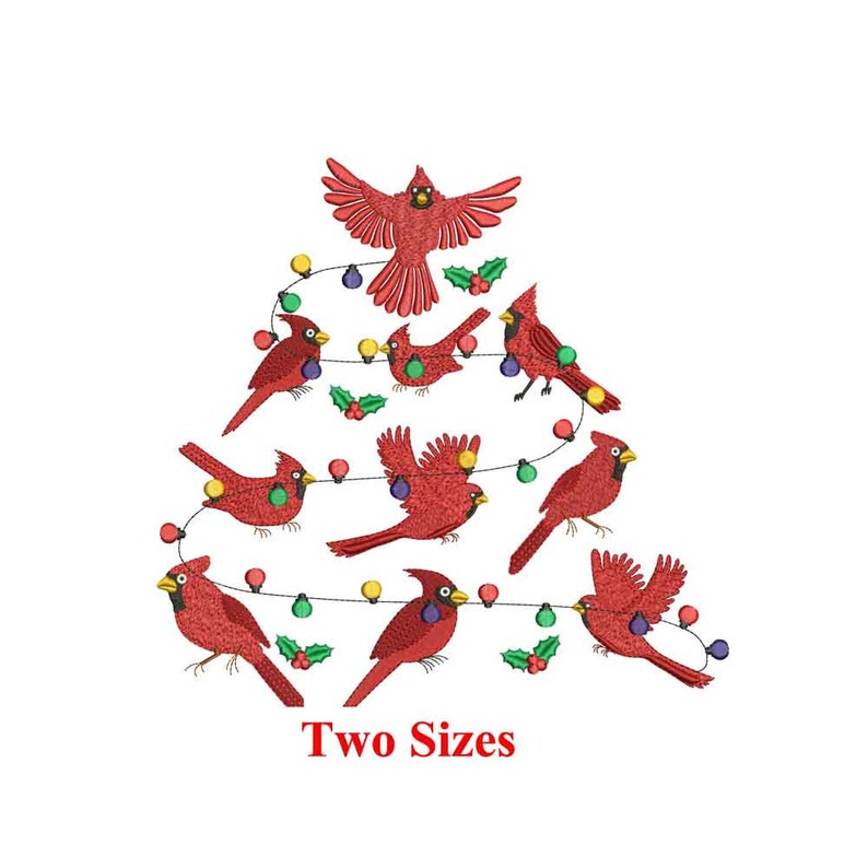 Cardinal Bird Christmas Tree Embroidery Design (digital Download) - Etsy