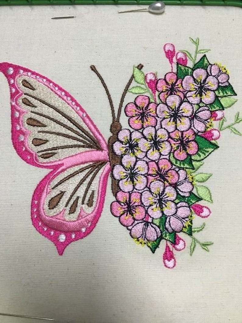 Floral Butterfly Machine Embroidery Design / Butterfly Flowers - Etsy
