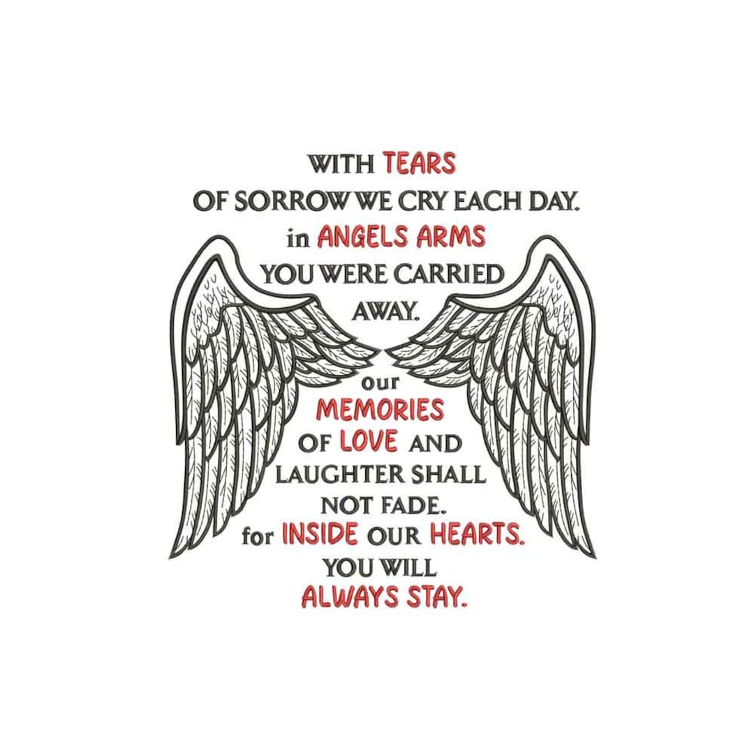 When Tears or Sorrow Machine Embroidery Design | Angel Wings ...