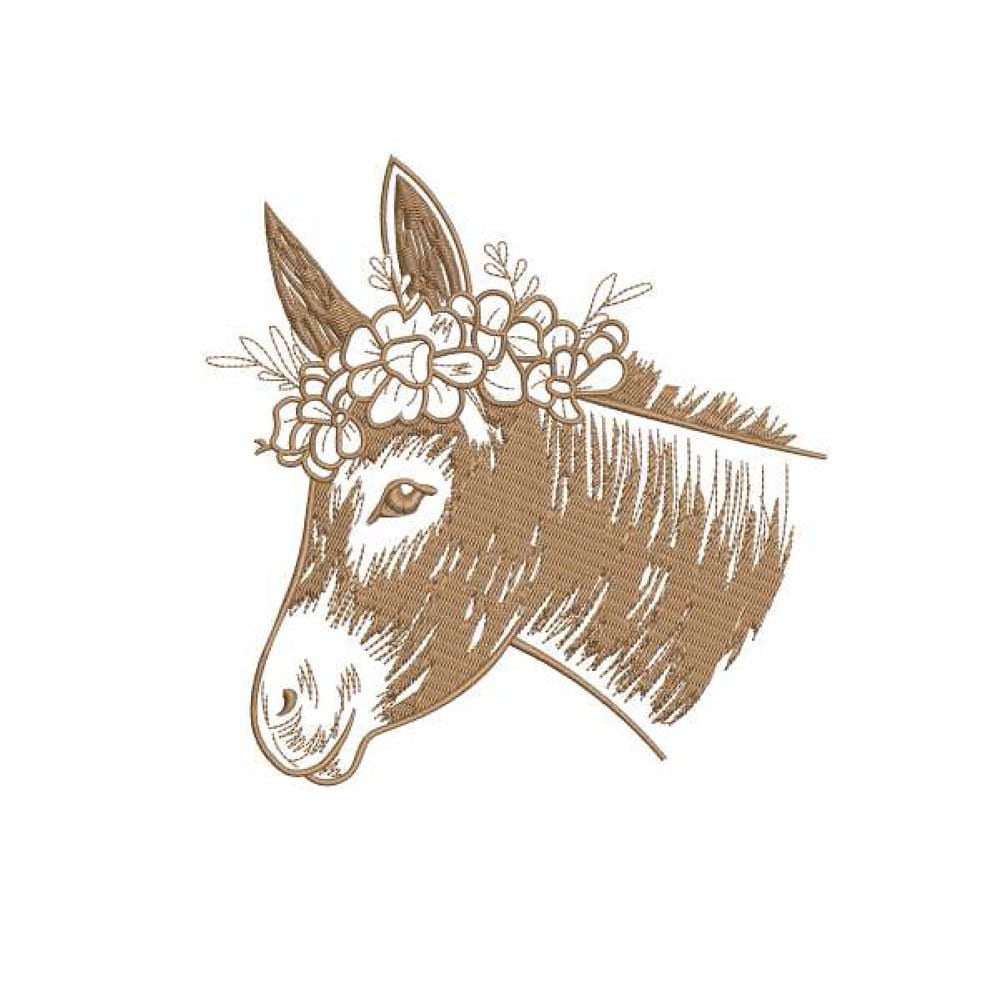 Donkey Vintage Head Machine Embroidery Design / Floral Donkey Head ...