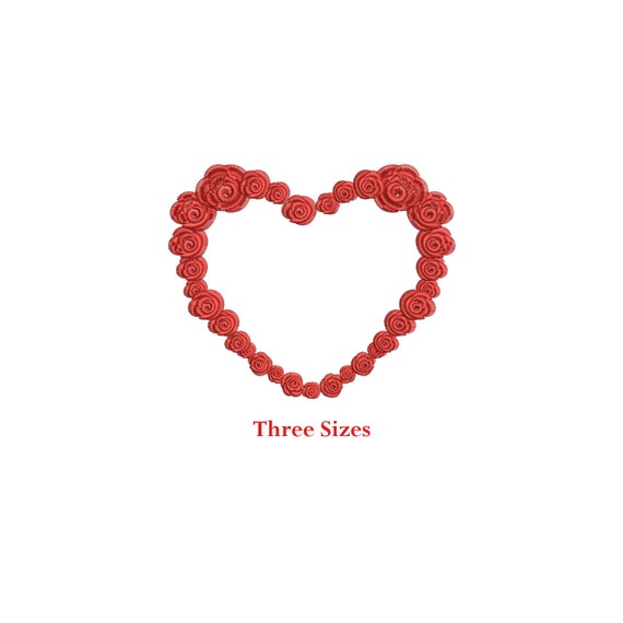 Rose Heart Wreath Machine Embroidery / Embroidery Design / | Etsy