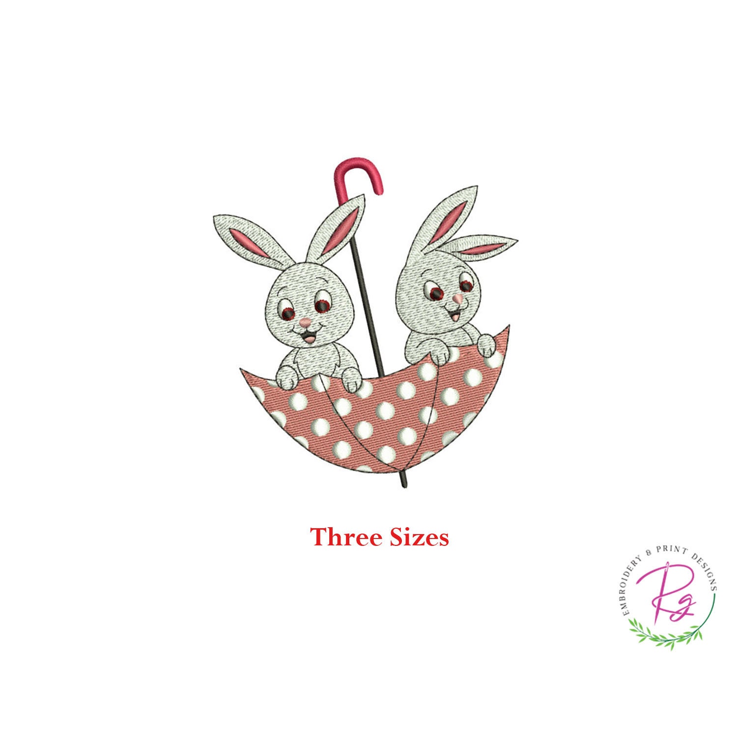 Easter Bunny With Umbrella Machine Embroidery Design / Bunny Rabbit ...