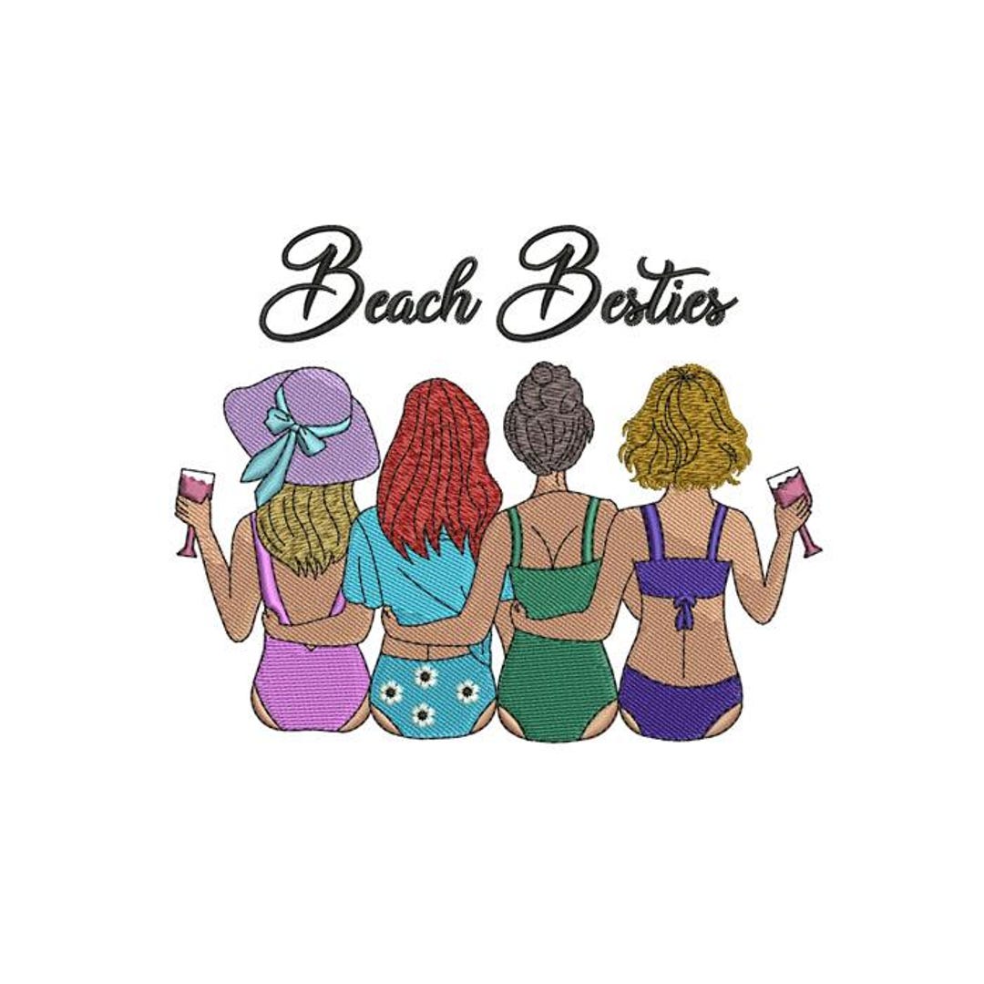 Beach Besties Machine Embroidery Design (digital Download) - Etsy