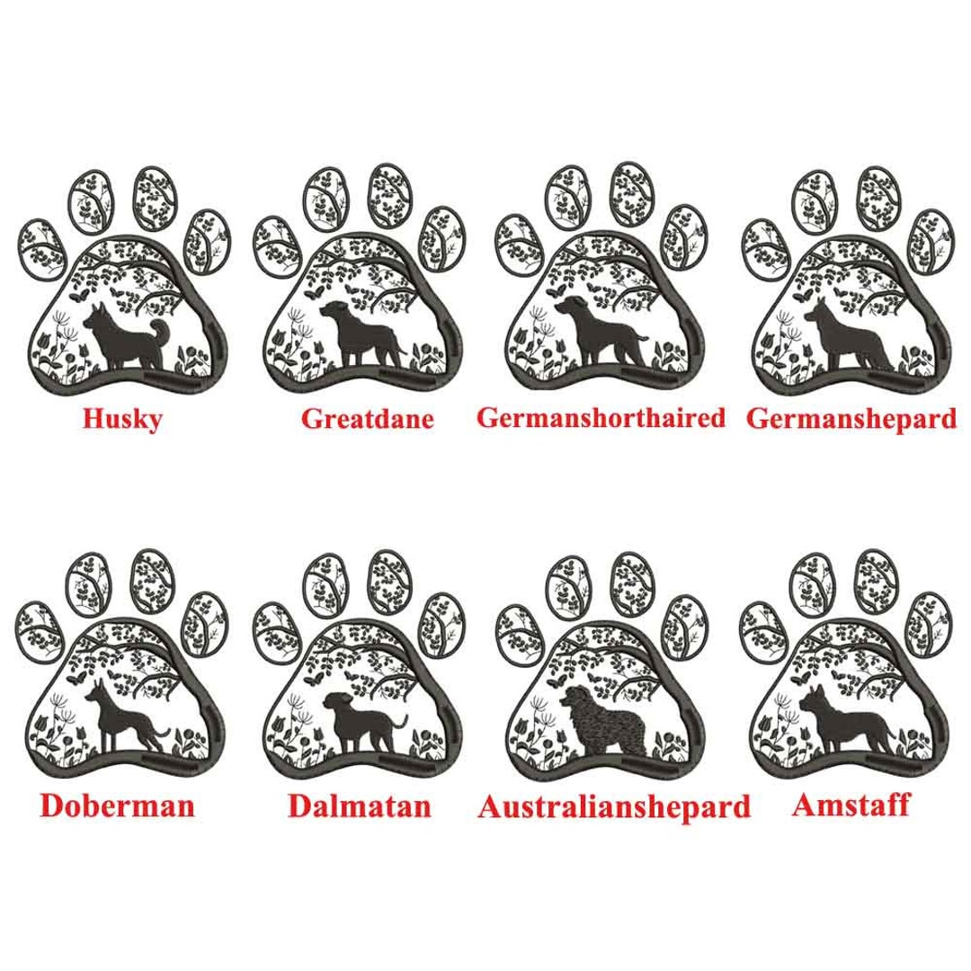 Dog Paw With Trees Machine Embroidery Design (digital Download) - Etsy