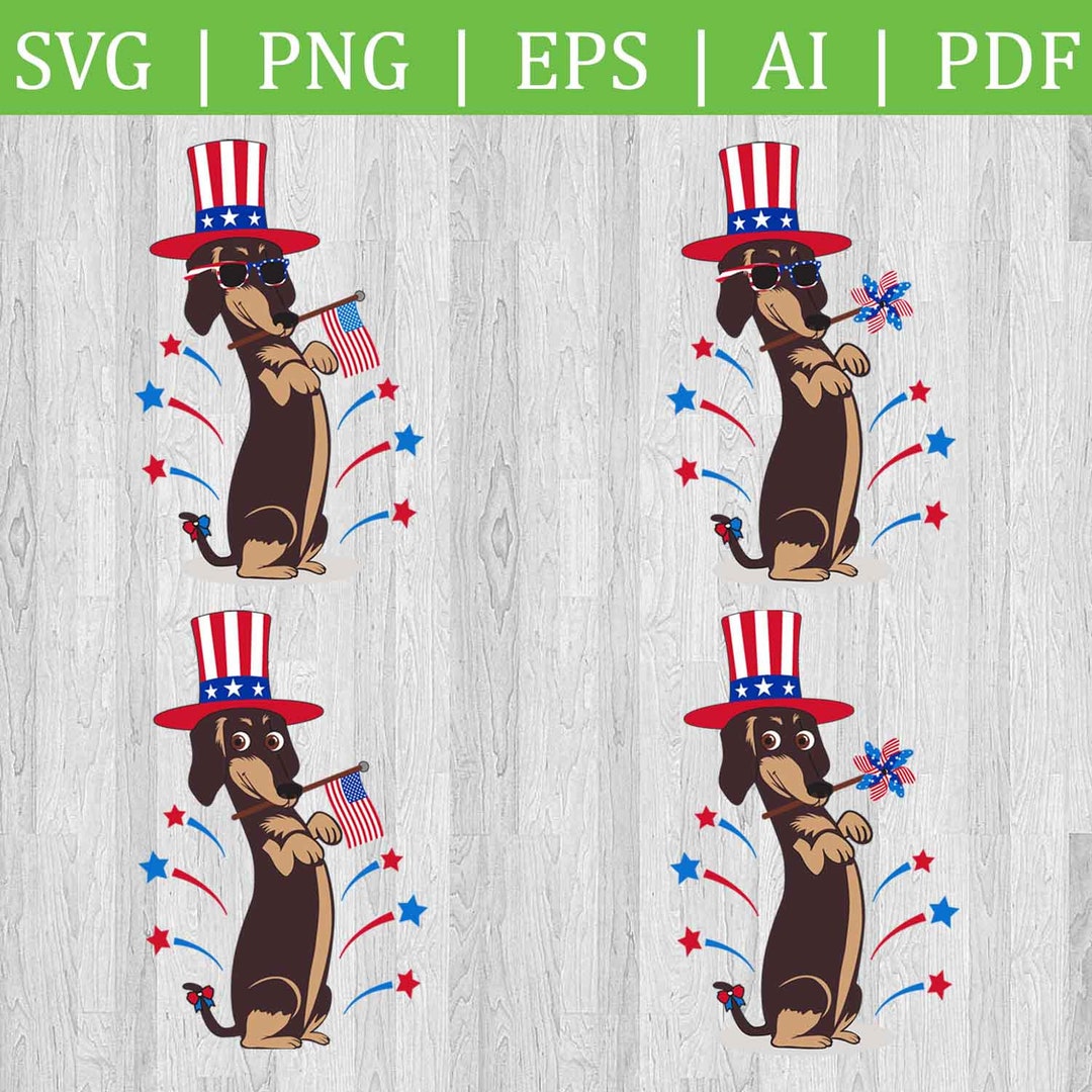 USA Dachshund Firework & Pinwheel SVG Circuit Files - Etsy