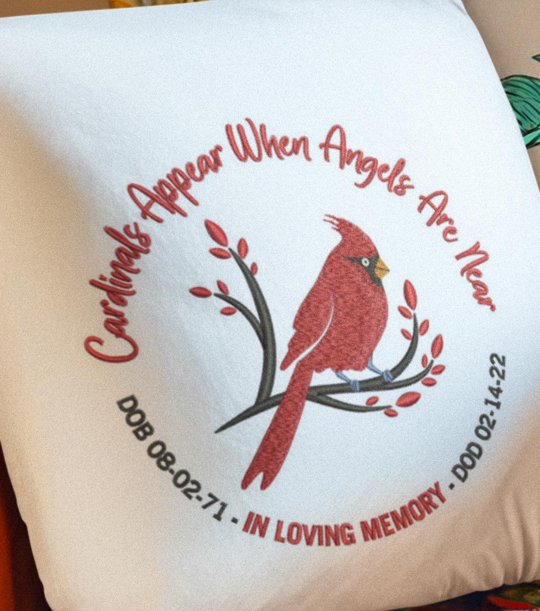 Cardinal Memorial Embroidery Design | Remembrance Saying (4x4 & 5x7 ...