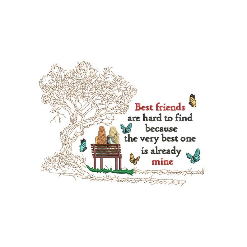Best Friends Machine Embroidery Design (5x7 Inch) (digital Download ...