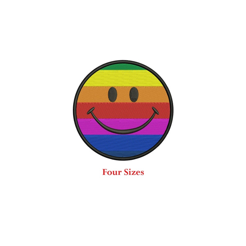 Rainbow Smiley Face Machine Embroidery Design (four Sizes) - Etsy