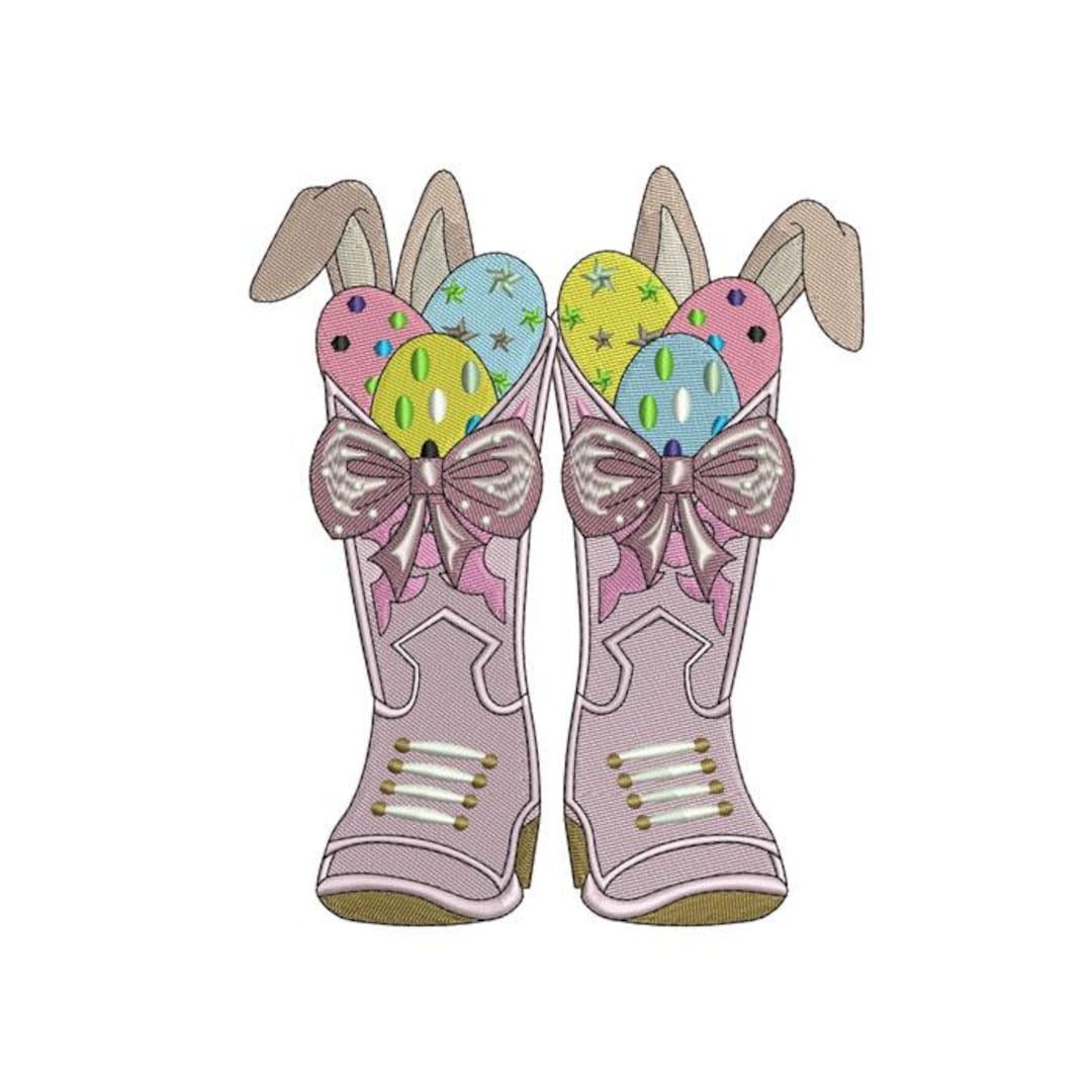 Easter Cowboy Boot Bunny Ears Machine Embroidery Designs | Easter ...