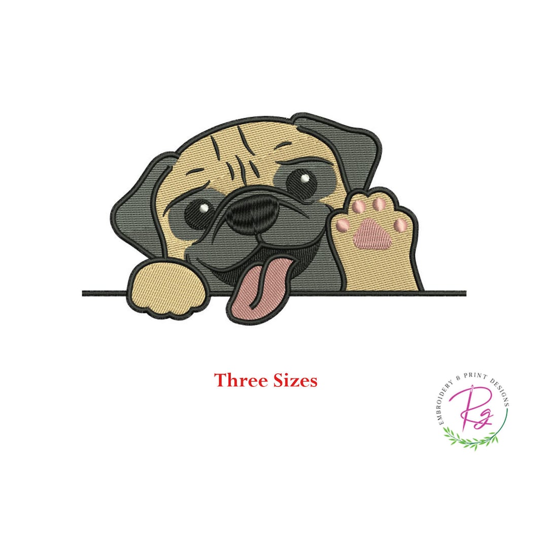Pug Dog Machine Embroidery / Embroidery Design / Pet Lovers / Dog ...