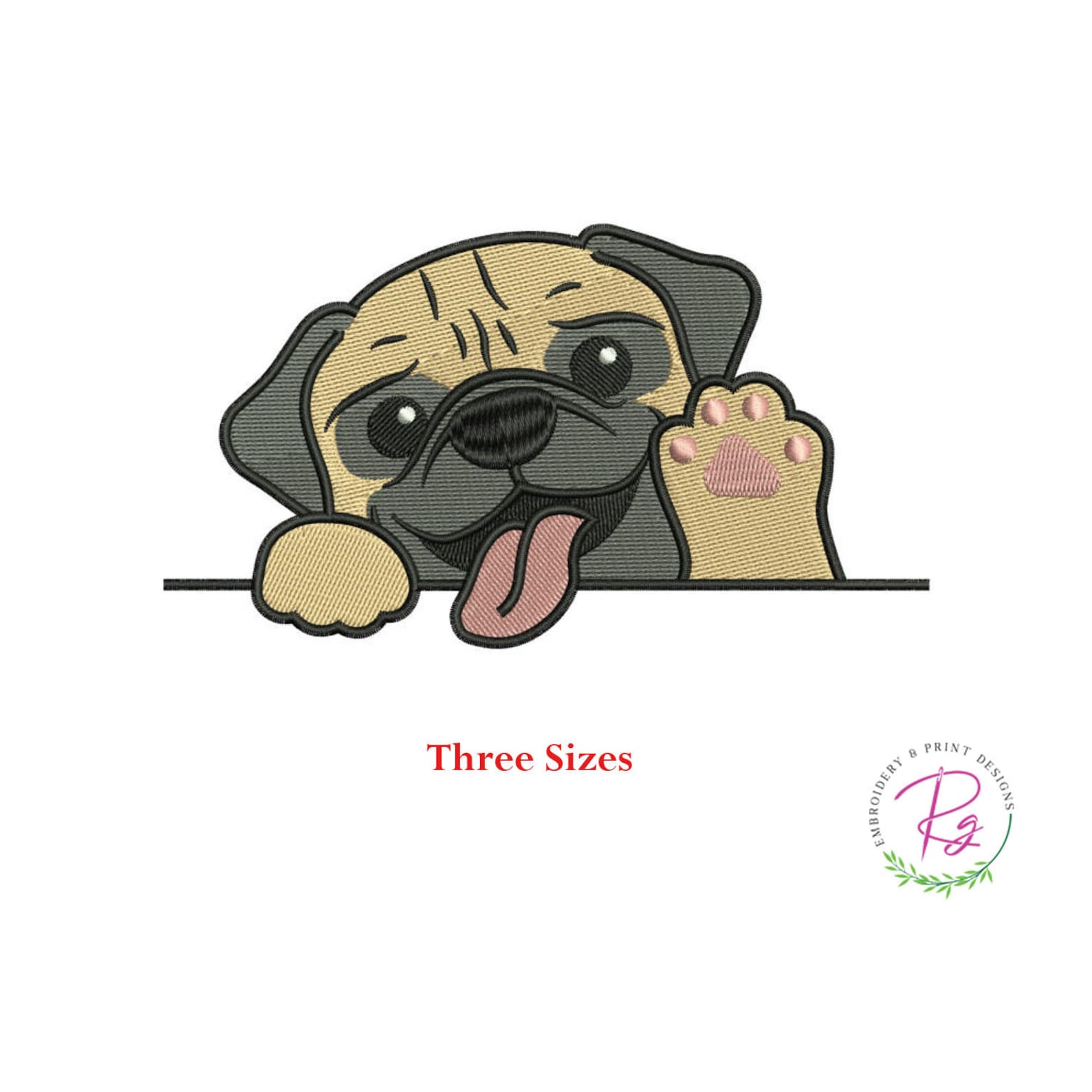 Pug Dog Machine Embroidery / Embroidery Design / Pet Lovers / Dog ...
