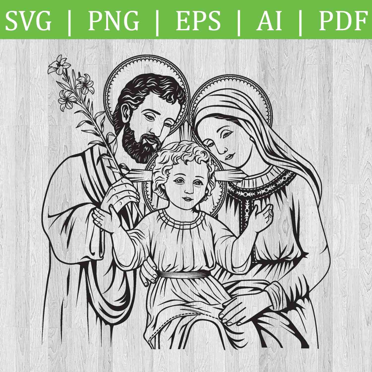 Mother Mary and Saint Joseph Cross SVG Circuit File / St Joseph PNG - Etsy