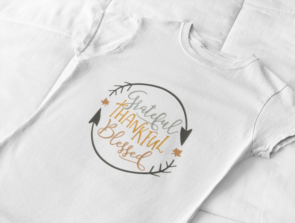Grateful Thankful Blessed Embroidery Design | Thanksgiving Embroidery ...