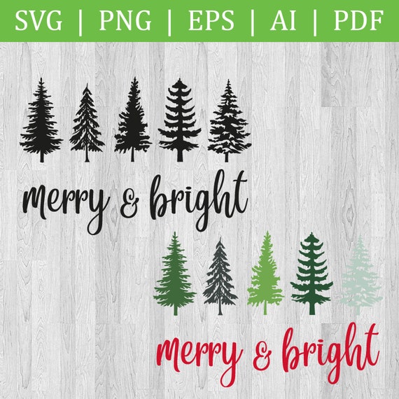 Merry & Bright SVG Circuit File / Christmas Trees / Merry - Etsy