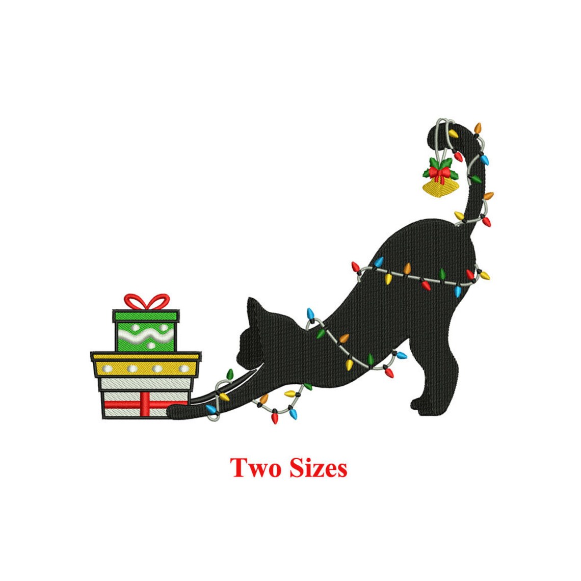 Christmas Cat Wrapping Cat Machine Embroidery Design / Merry - Etsy