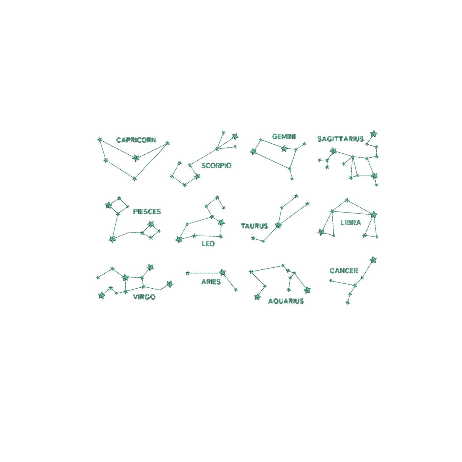 Astrology Zodiac Sign Machine Embroidery Design / Astrology / Stars ...