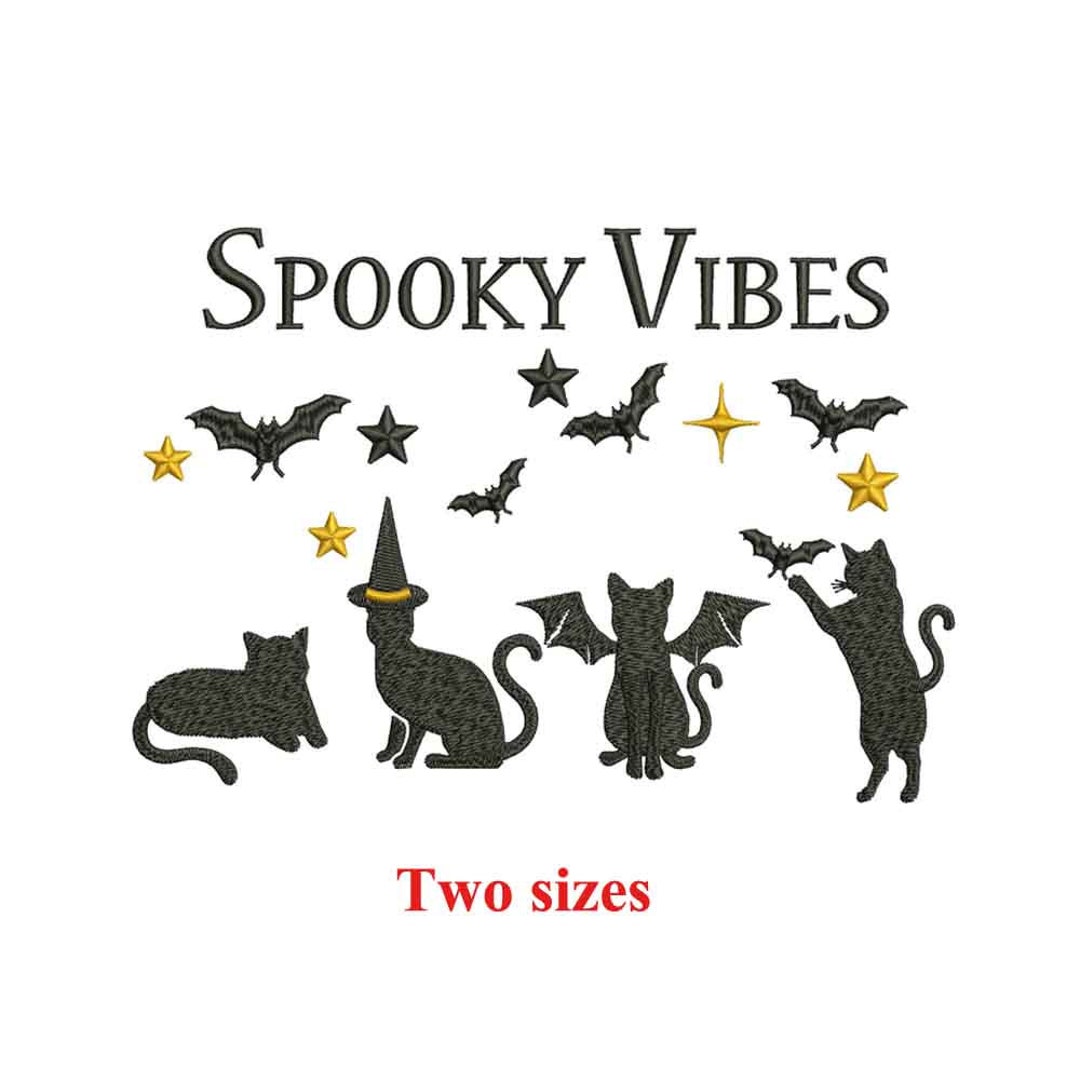 Spooky Vibes Cat Machine Embroidery Design / Halloween Cat / Spooky Cat ...