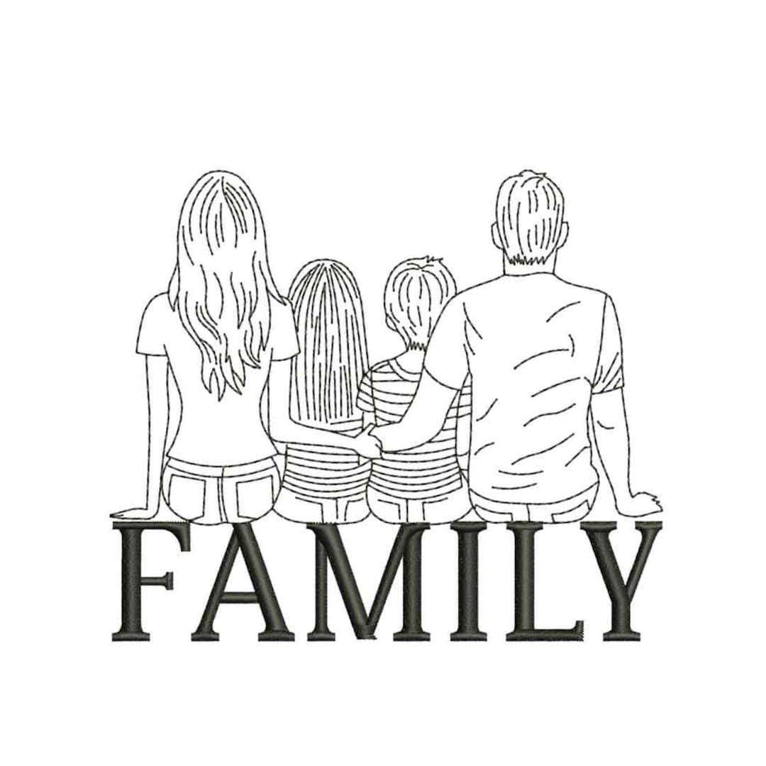 Family Line Art Machine Embroidery Design / Family Love / Line Art - Etsy