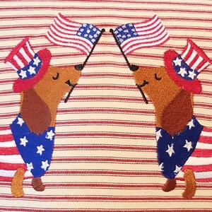 USA Flag Dachshund Holding Flags Machine Embroidery Design / American ...