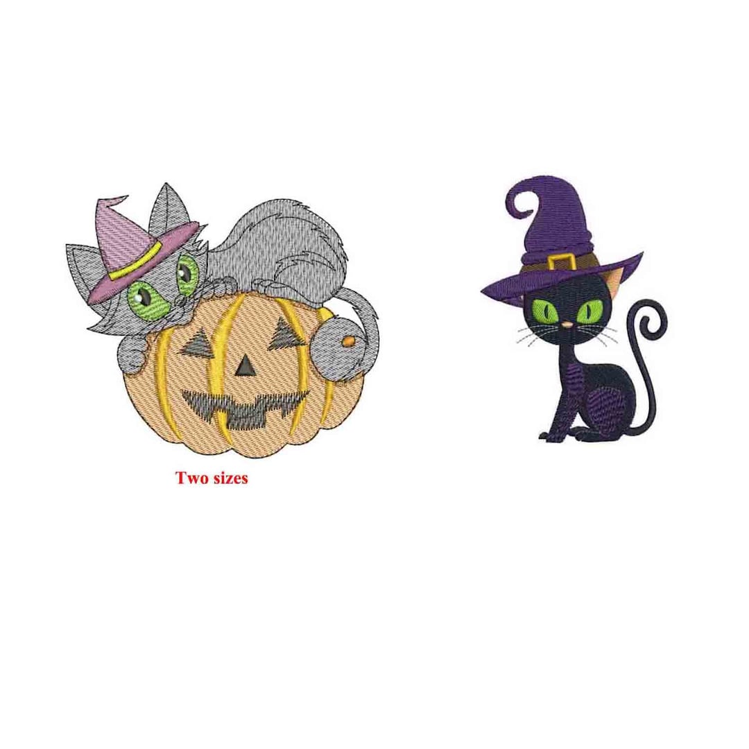 Halloween Cat Machine Embroidery Design / Sketch Pattern / Black ...