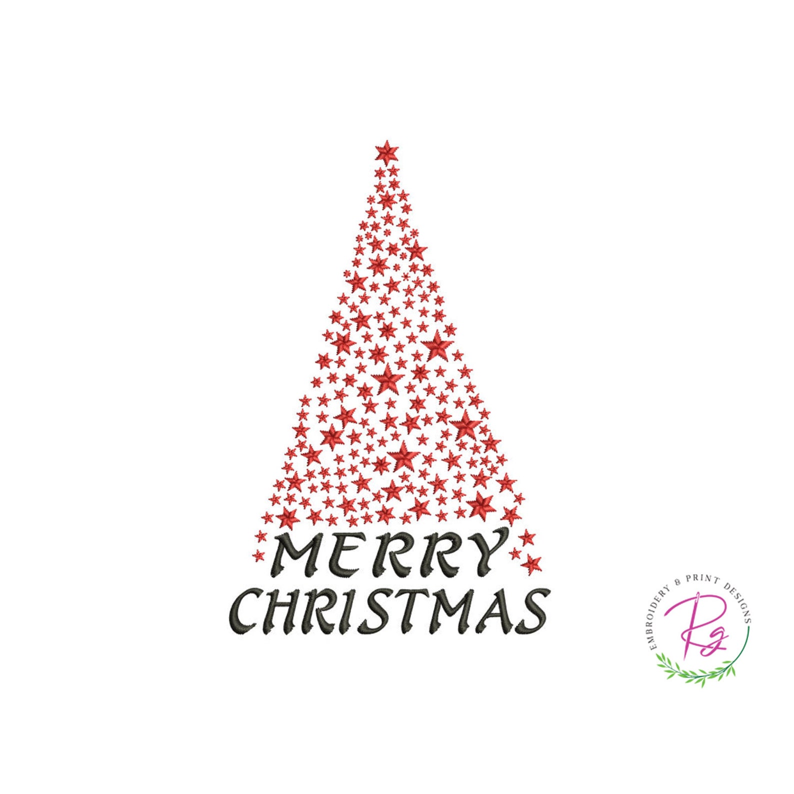 Christmas Tree With Red Star Embroidery Design / Machine | Etsy