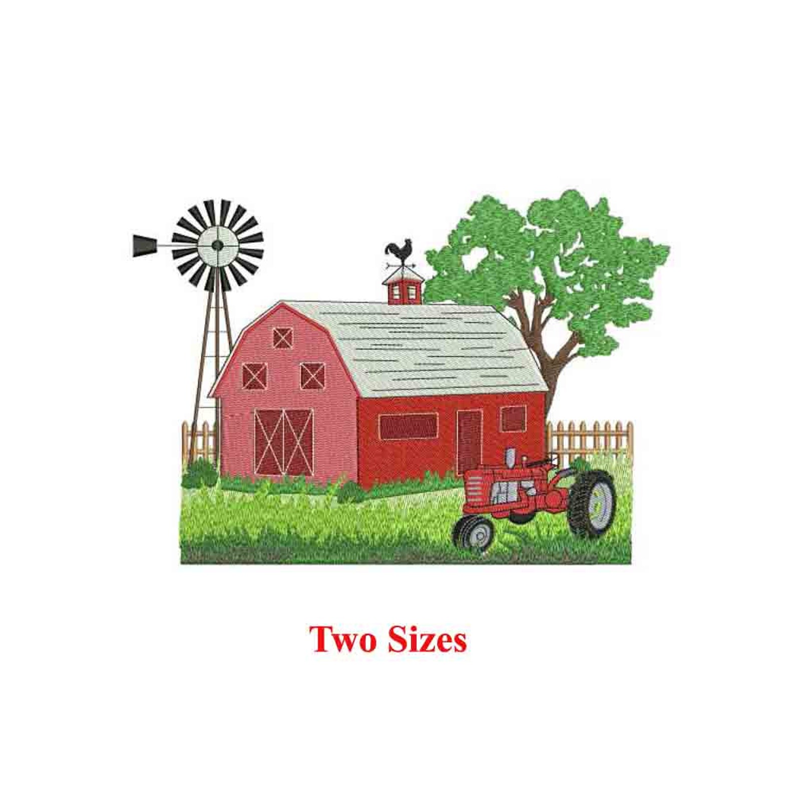 Barn Farm Machine Embroidery Design / Barn House With Tractor / Barn ...