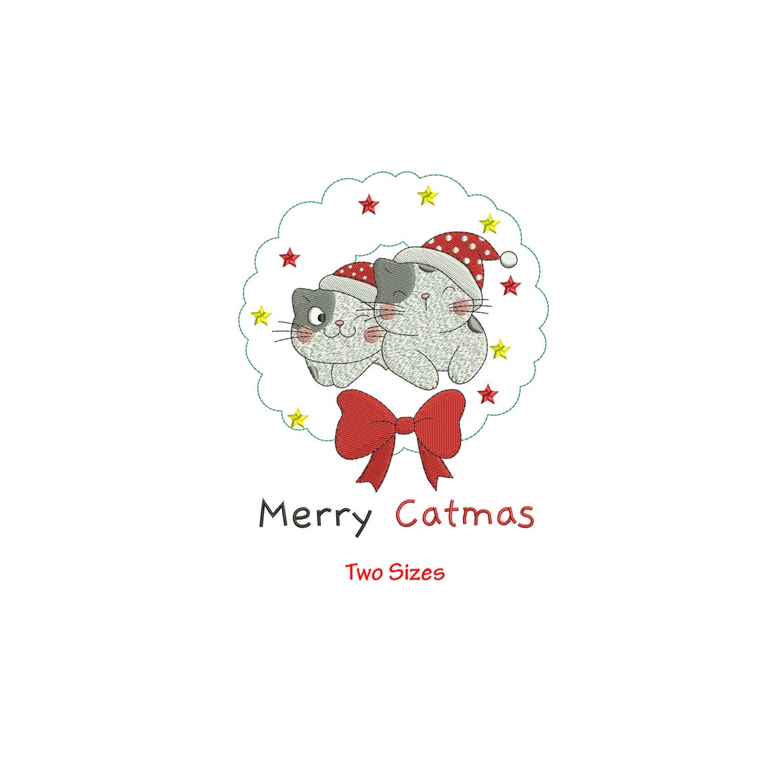 Merry Catmas Machine Embroidery Design | Santa Cat Christmas | Cat Bow ...