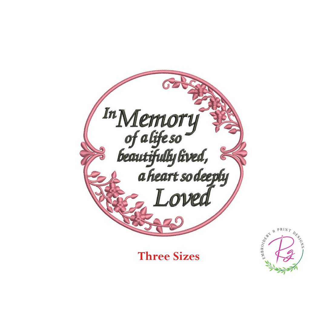 Remembrance Memory Machine Embroidery Design | Floral Monogram (digital ...