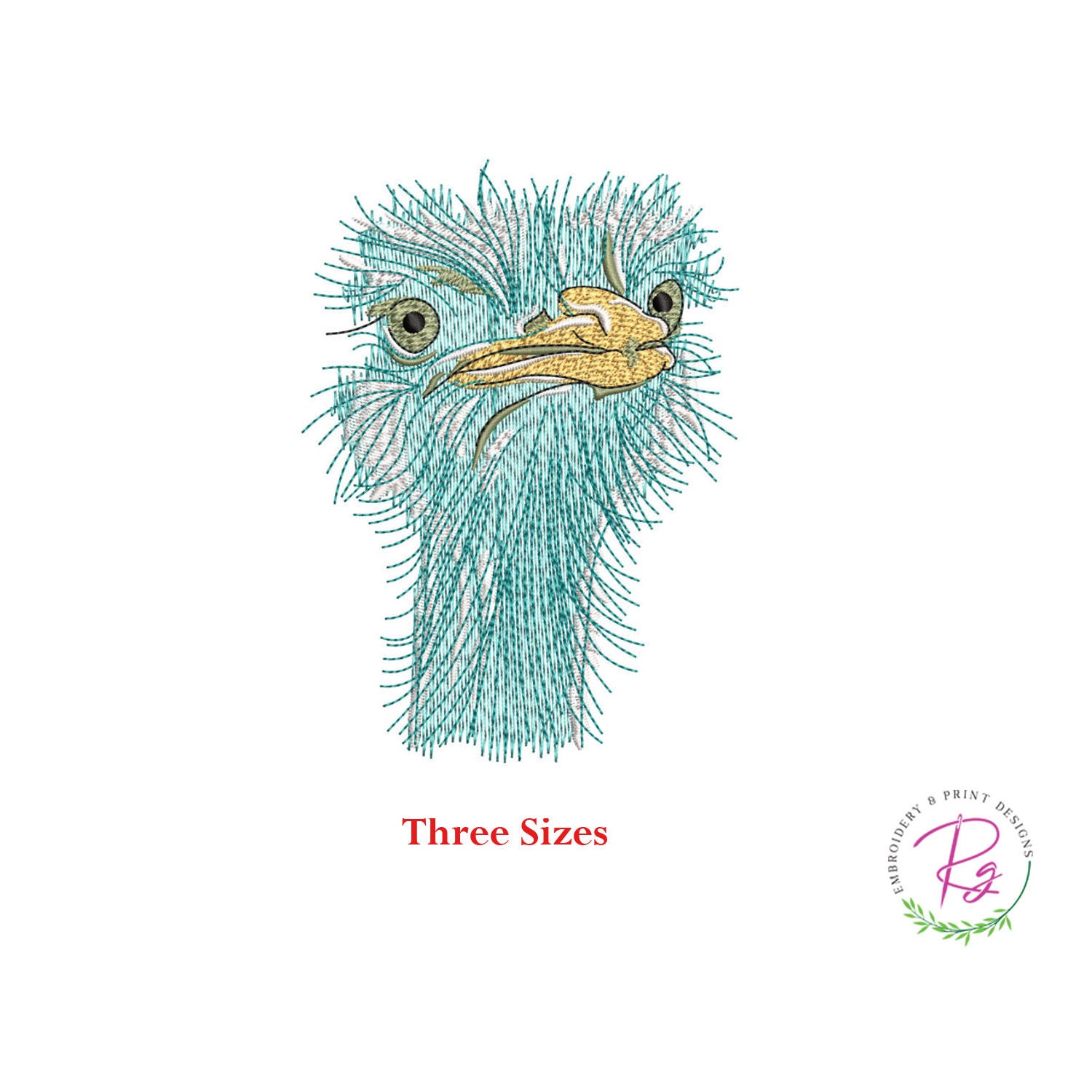 Ostrich Bird Head Embroidery Design Machine Embroidery Ostrich