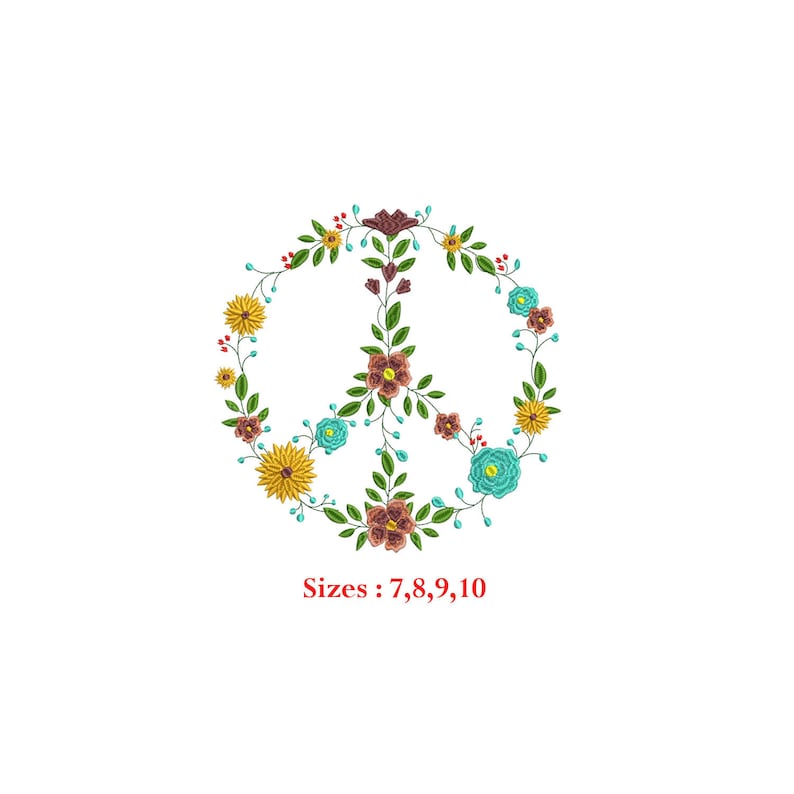 Peace Sign Design Machine Embroidery / Embroidery Design / Love / Peace ...
