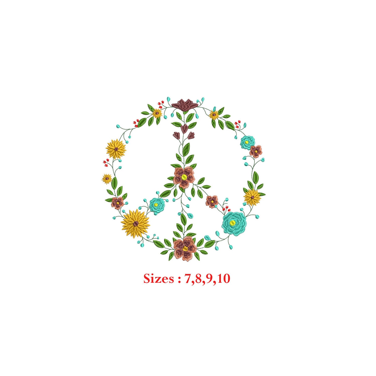 Peace Sign Design Machine Embroidery / Embroidery Design / Love / Peace ...