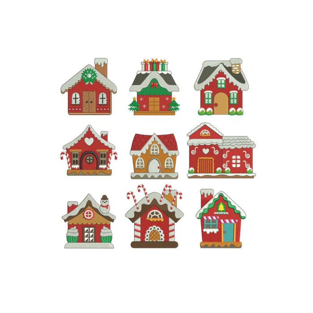 Christmas House Machine Embroidery Design Bundle (digital Download) - Etsy