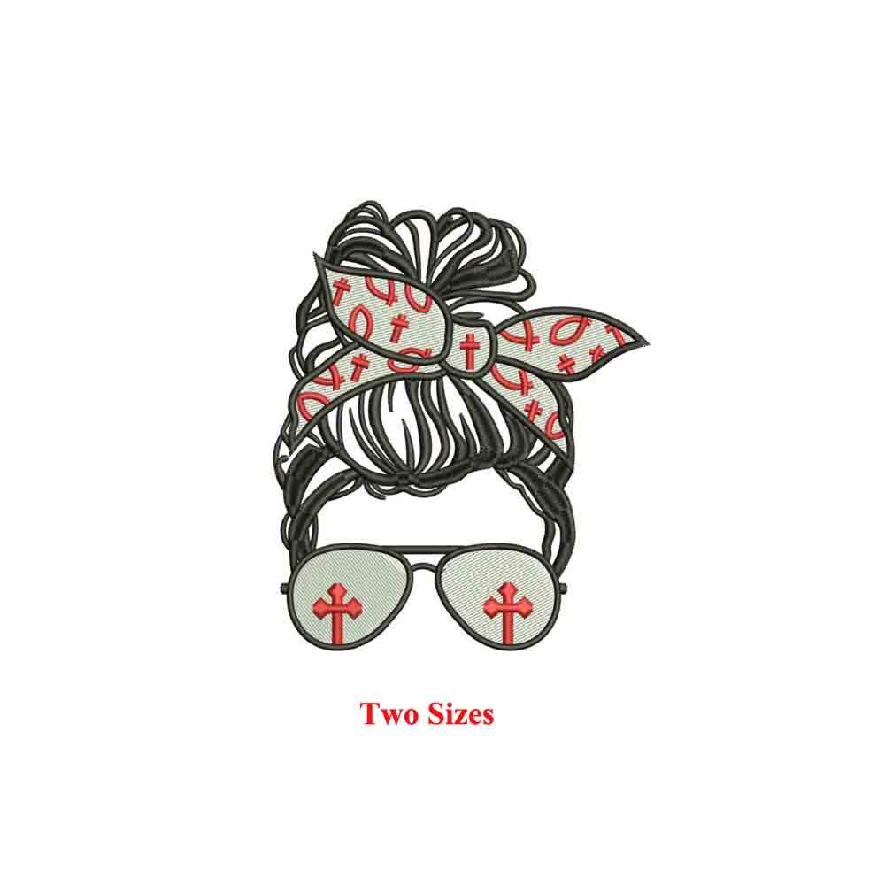 Christiane Messy Bun Mom Machine Embroidery Design / Jesus Cross ...