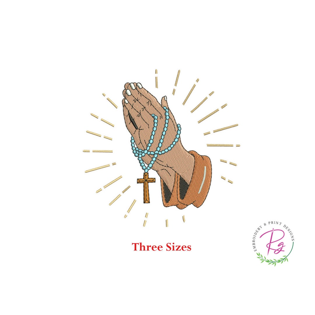 Praying Hands With Rosary Embroidery Design (digital Download) - Etsy
