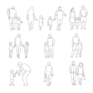 Dad & Daughter Son Line Art Machine Embroidery Design / Father Kids ...