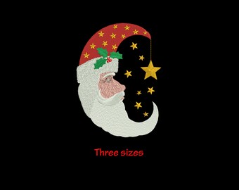 Santa Moon Machine Embroidery Design / Merry Christmas Santa / - Etsy