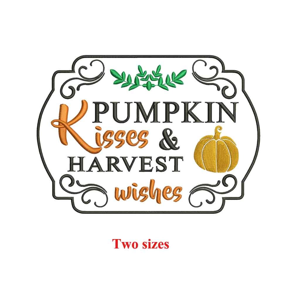 Pumpkin Kisses Machine Embroidery Design / Autumn Pumpkin / Pumpkin ...
