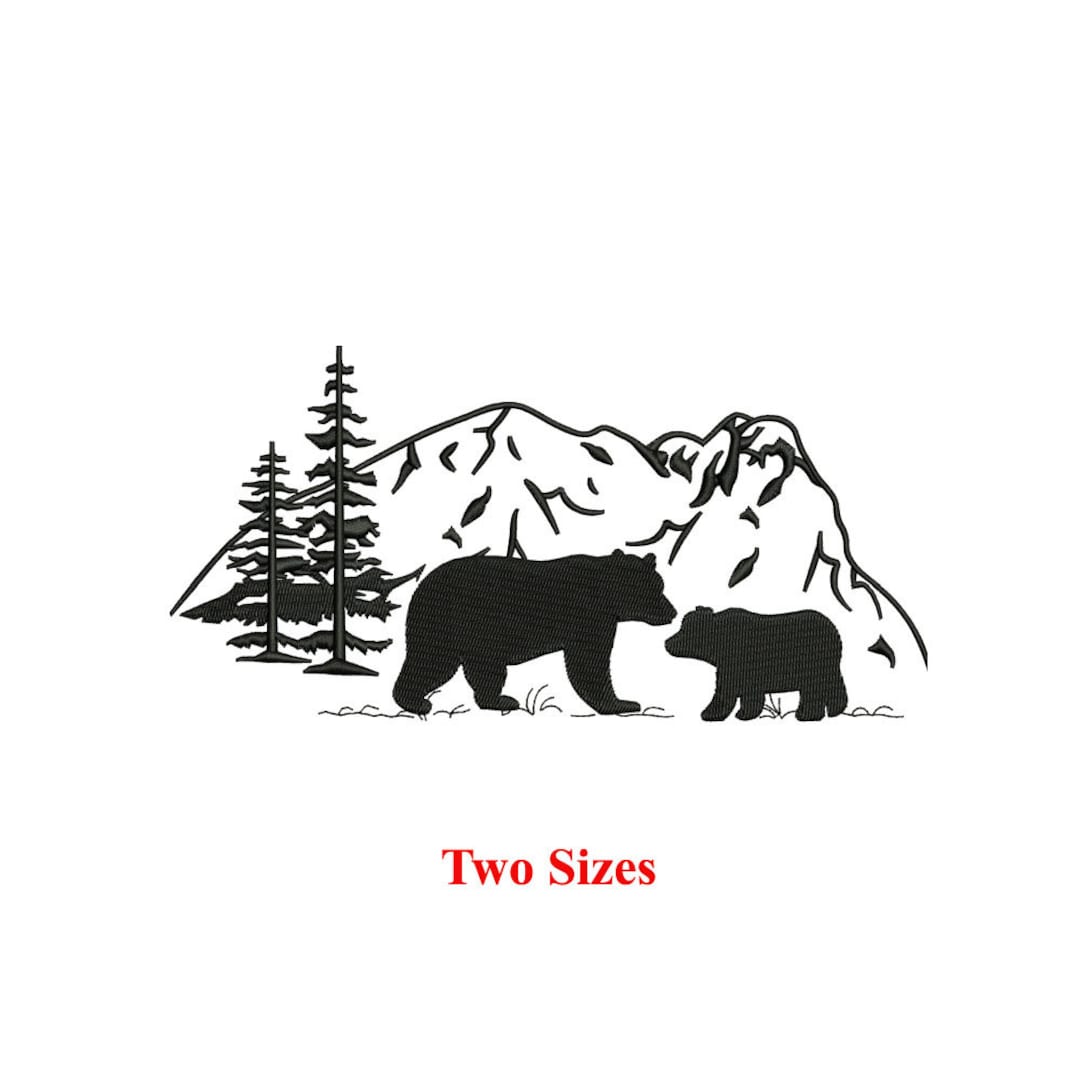 Mountain Bear With Trees Machine Embroidery Design / Bear / Adventure ...