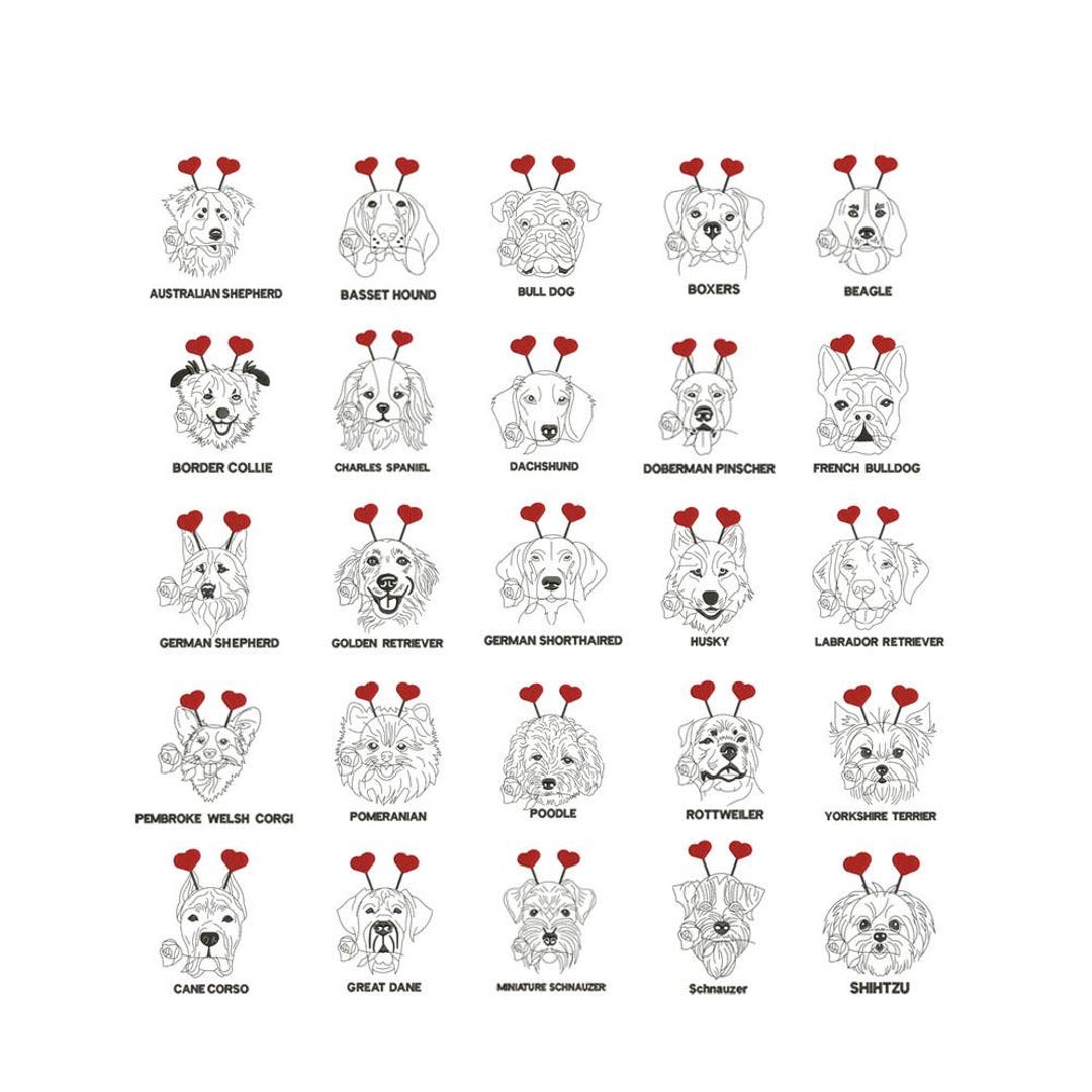 Dog Valentine Face Machine Embroidery Design (digital Download) - Etsy