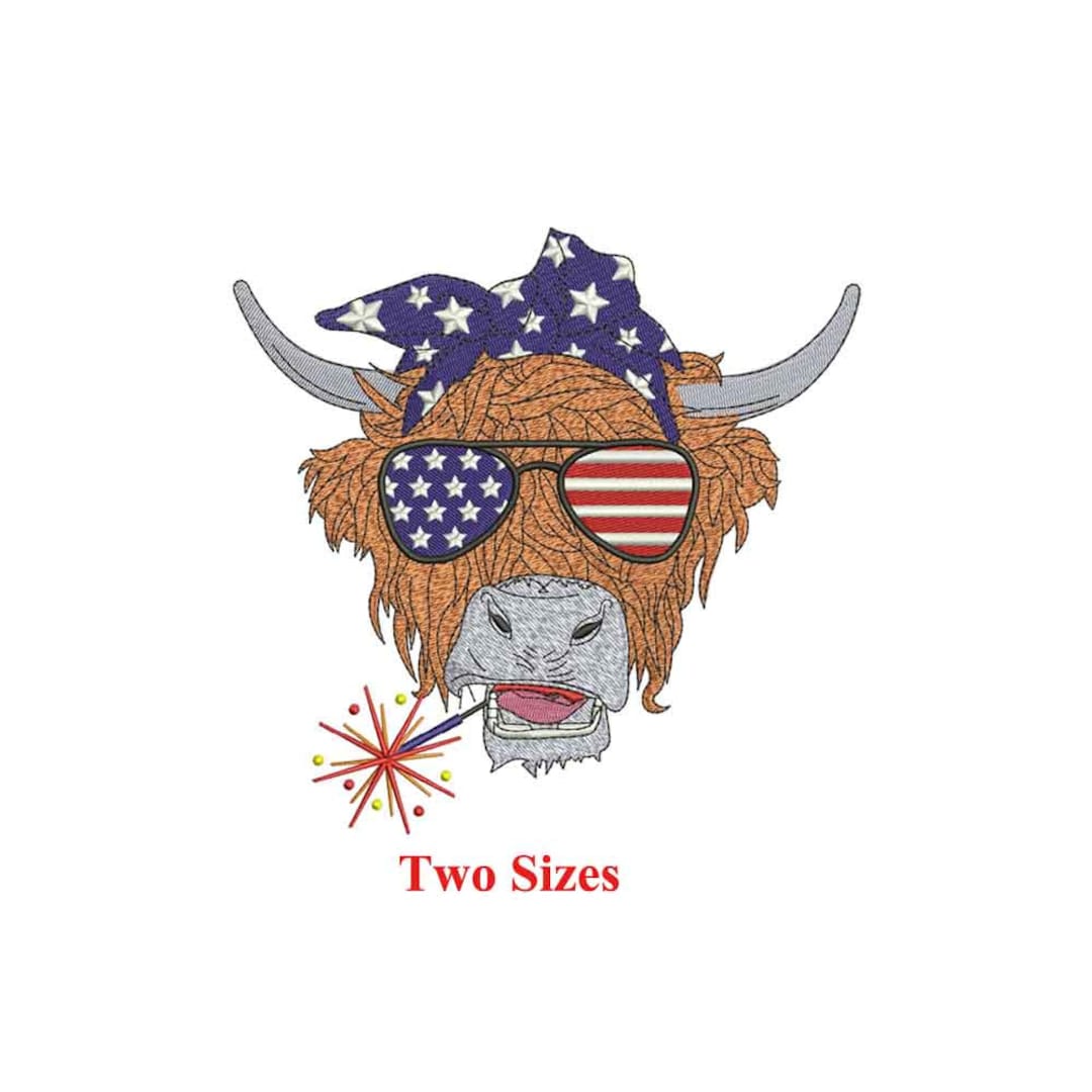 USA Heifer Machine Embroidery Design / Heifer Cow / July 4th ...