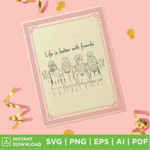 Friends Line Art SVG, Sister PNG, Besties Clipart (digital Download) - Etsy