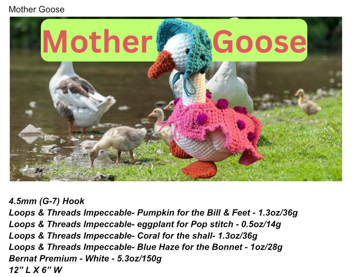 Mother Goose PDF Pattern - Etsy